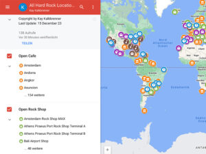 Google Map with "All Hard Rock Locations Worldwide"